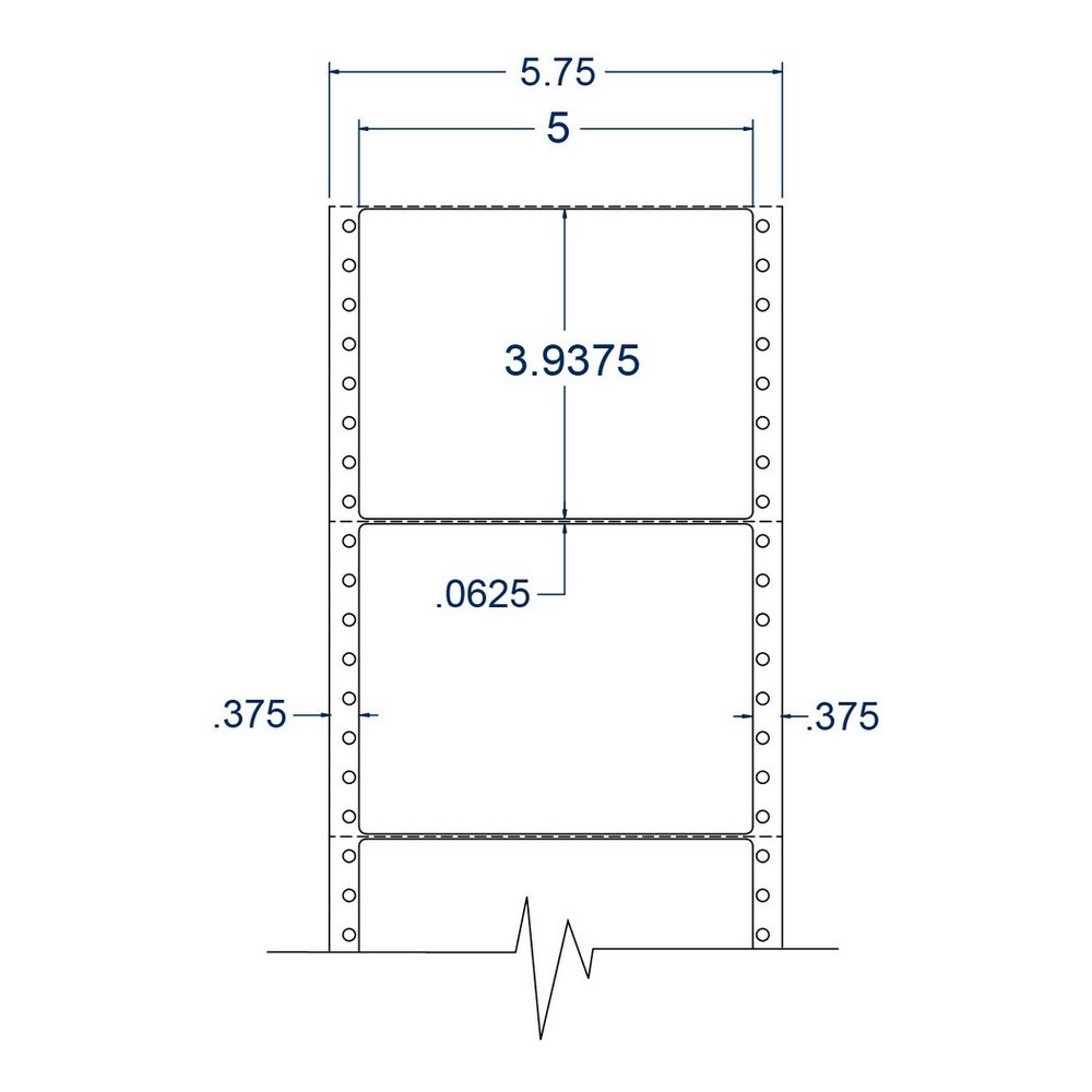 5" x 3.9375" One Across White pinfeed Shipping Labels (2500 Labels Per ...