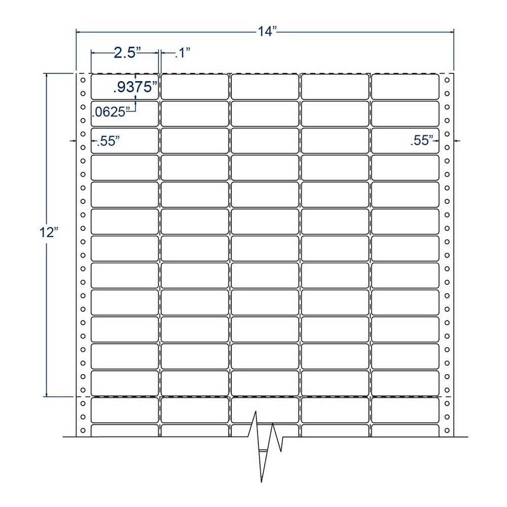2.5" x 0.9375" Five Across White pinfeed Address Labels (25000 Labels ...