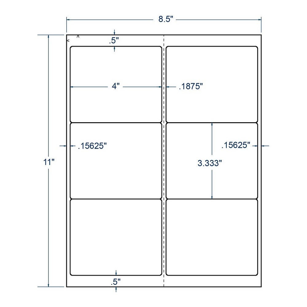 4" x 3.3333" Labels, Laser Printer Only, White, (6 Labels per Sheet ...