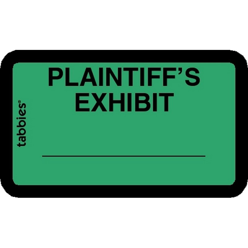 Legal Exhibit Labels, Green Plaintiff's Exhibit Labels, 1-5/8" X 1 ...