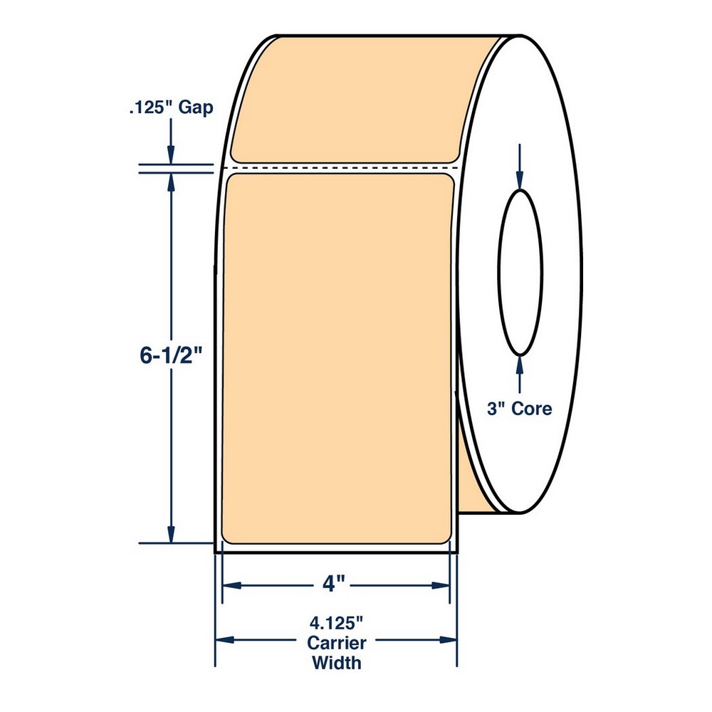 4" X 6.5" Thermal Transfer Labels, 900 Per Roll (4 Rolls Per Carton ...