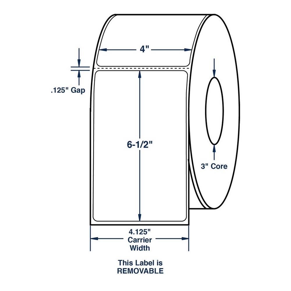 4" X 6.5" Thermal Transfer Labels, 900 Per Roll (4 Rolls Per Carton ...