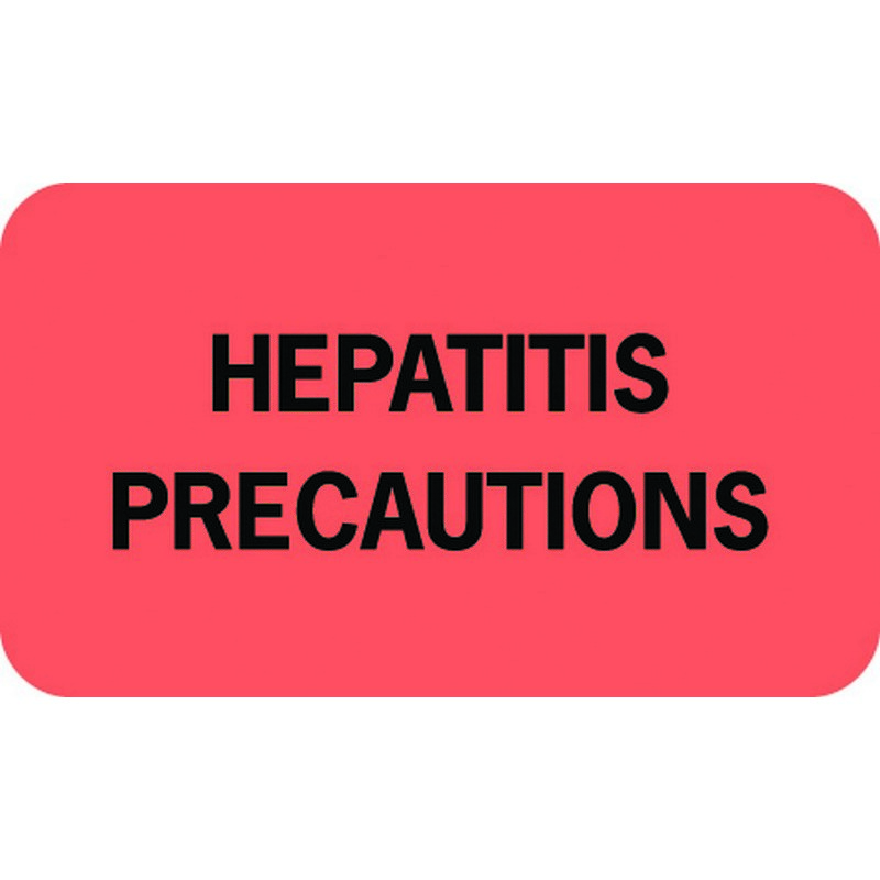 Chart Labels, HEPATITIS PRECAUTIONS - Fluorescent Red, 1-1/2" X 7/8 ...