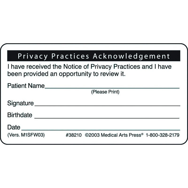 HIPAA Labels, Privacy Practices Acknowledgement - White, and Black, 3-1 ...