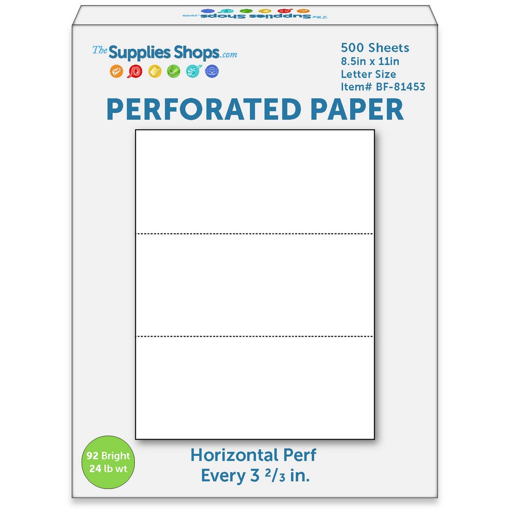Perforated Paper - Perforations Every 3-2/3” - 500/Ream