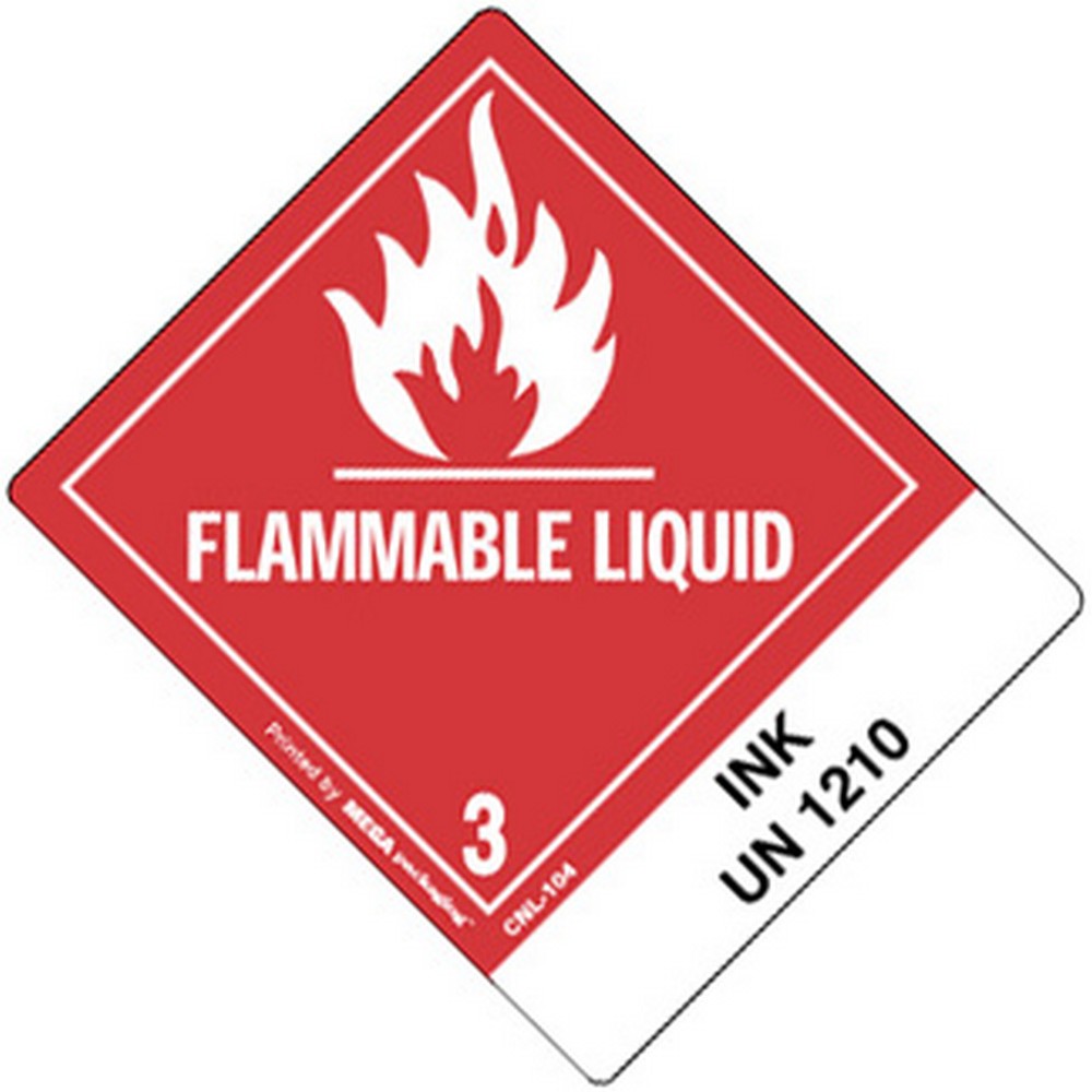 4" x 4-3/4" Flammable Liquid - Printing Ink UN1210 Labels (500 per Roll)