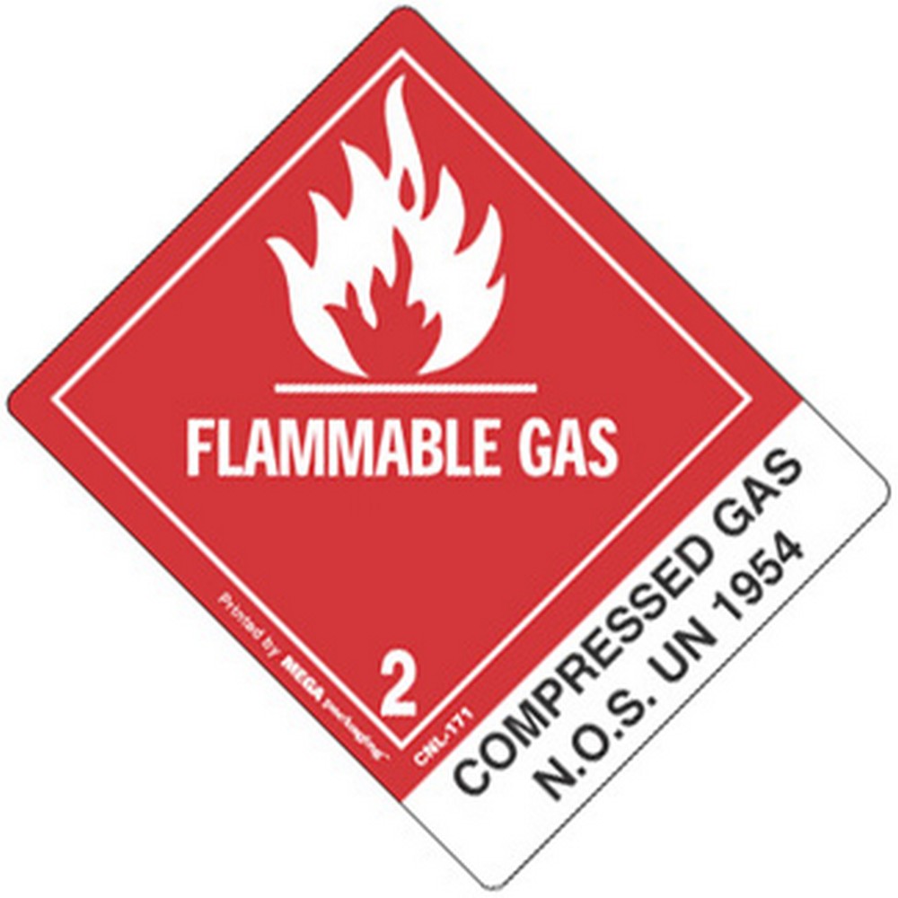 UN 1954 Flammable Gas Labels - 500 Per Roll