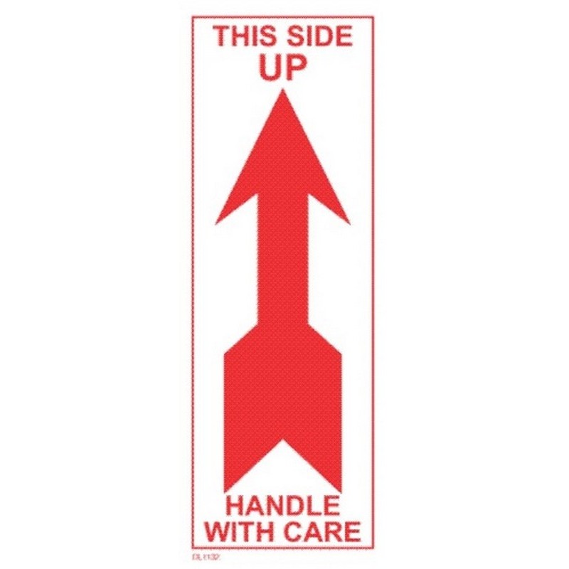 2-1/2" x 7" This Side Up Handle With Care Labels (500 per Roll)