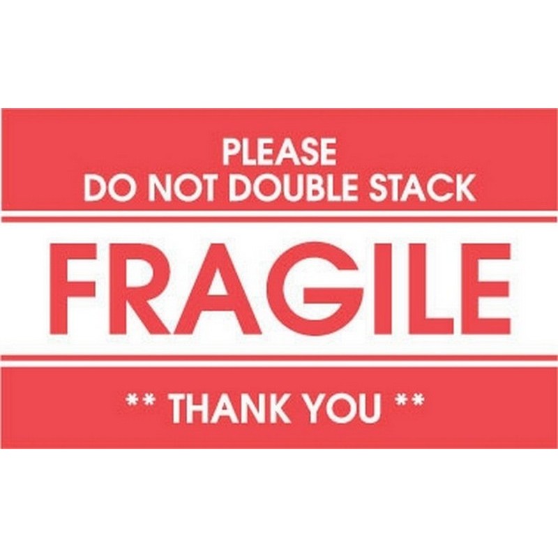 2" x 3" Fragile Please Do Not Double Stack Labels (500 per Roll)
