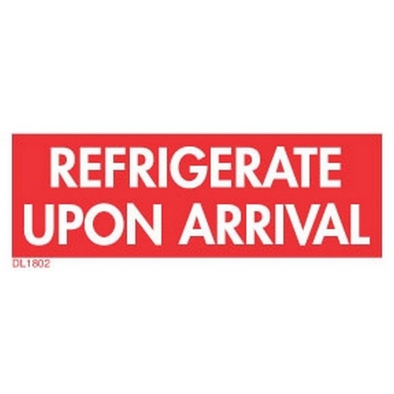 1-1/2" x 4" Refrigerate Upon Arrival Labels (500 per Roll)