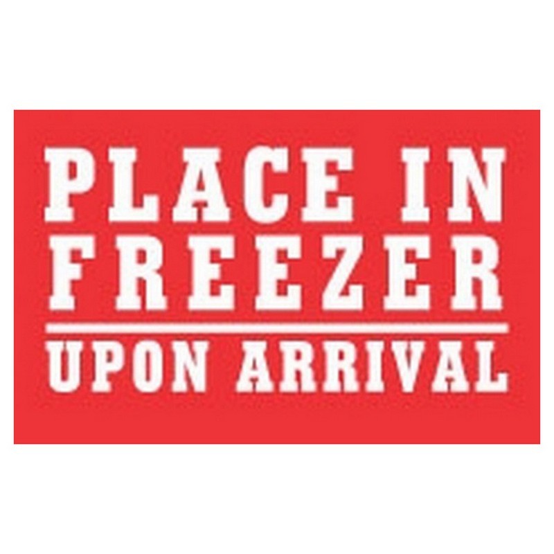3" x 5" Place In Freezer Upon Arrival Labels (500 per Roll)