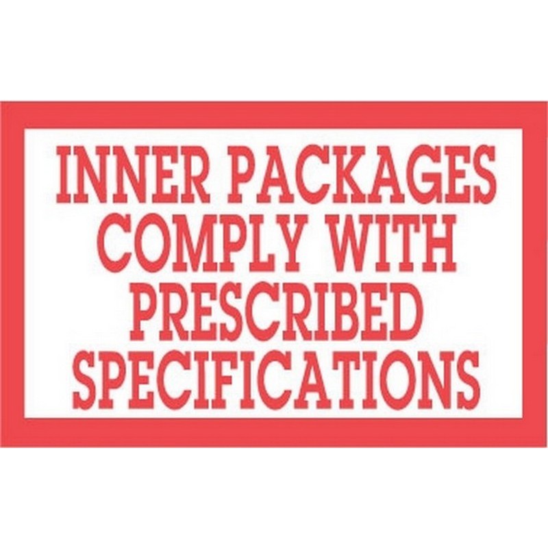3" x 5" Inner Packages Comply with Prescribed Specifications Labels ...