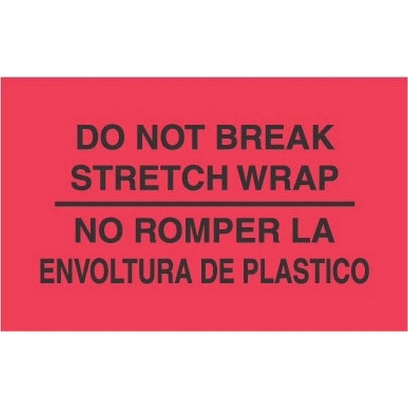 3" x 5" Do Not Break Stretch Wrap Bilingual Labels (500 per Roll)