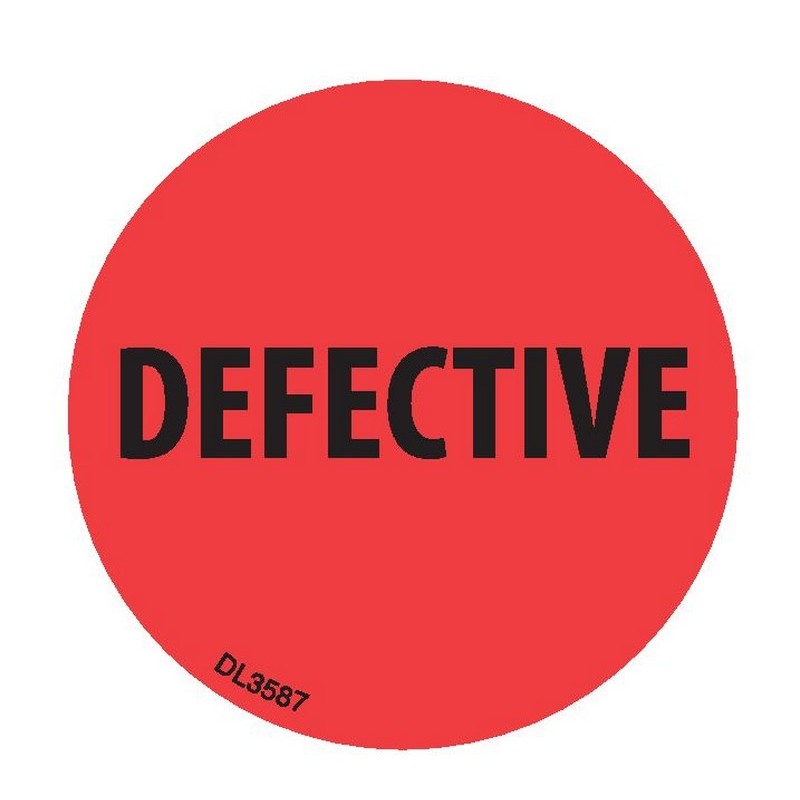 2" diameter Defective labels (500 per Roll)