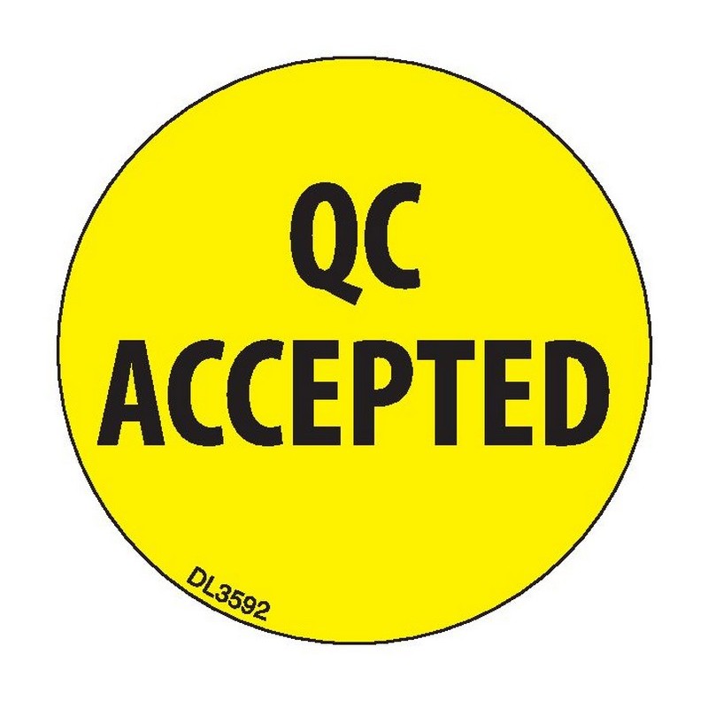 2" diameter QC Accepted labels (500 per Roll)