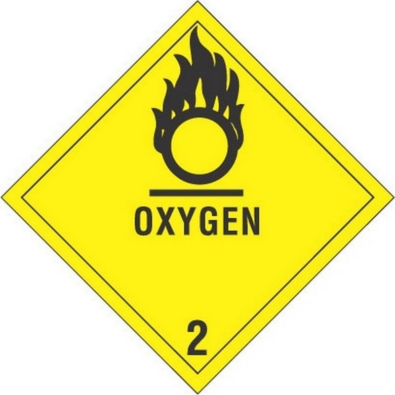 4" x 4" Oxygen D.O.T. Class 2 Hazard Labels (500 per Roll)