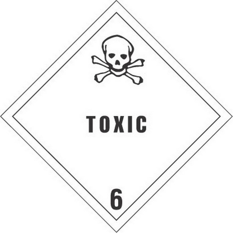 4" x 4" Toxic D.O.T. Class 6 Hazard Labels (500 per Roll)