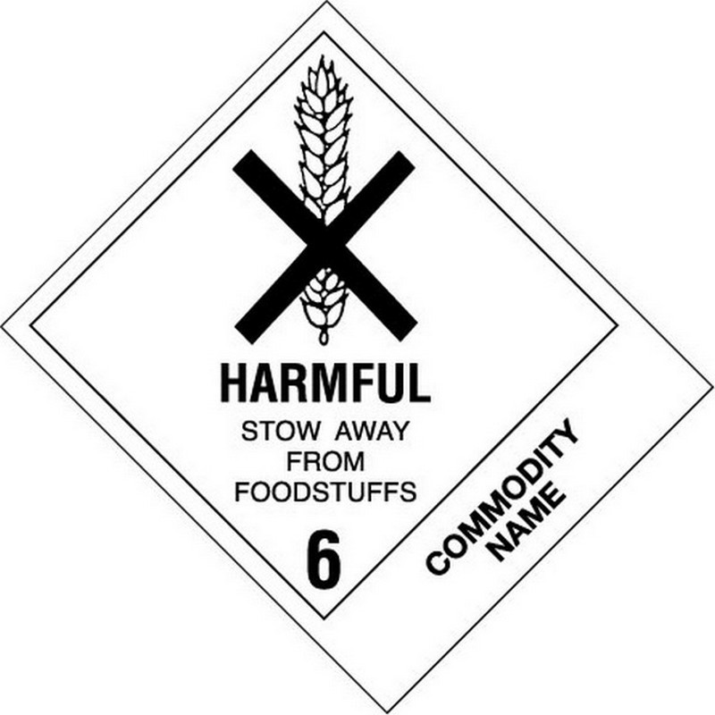 4" x 4-3/4" Harmful Stow Away from Foodstuffs - Poisonous Liquids, N.O ...