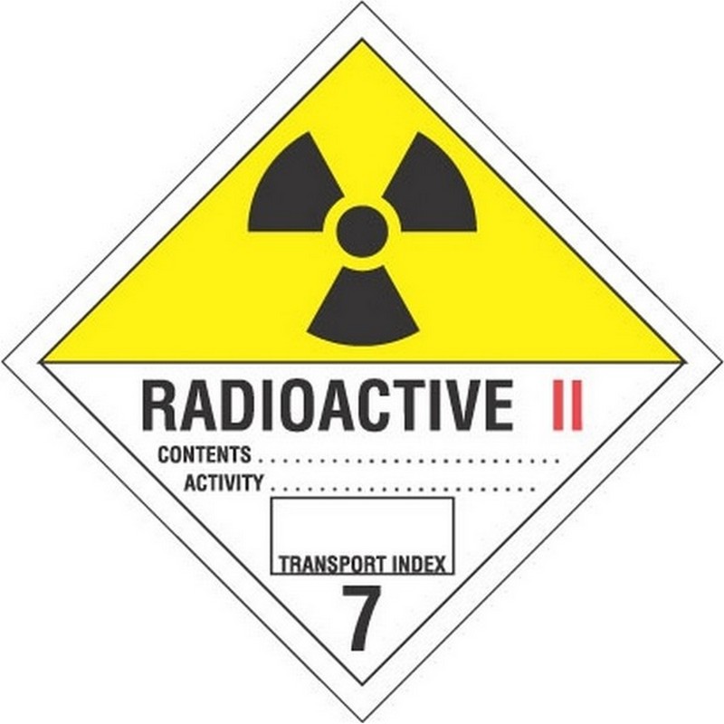 4" x 4" Radioactive 2 D.O.T. Class 7 Hazard Labels (500 per Roll)