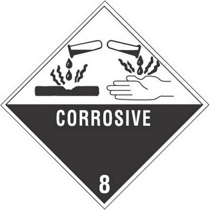 4" x 4" Corrosive D.O.T. Class 8 Hazard Labels (500 per Roll)