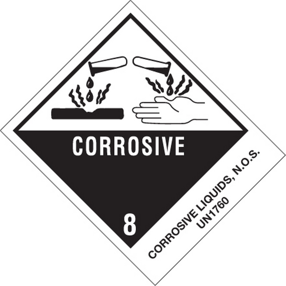 4" x 4-3/4" Corrosive - Corrosive Liquids, N.O.S. UN1760 Labels (500 ...