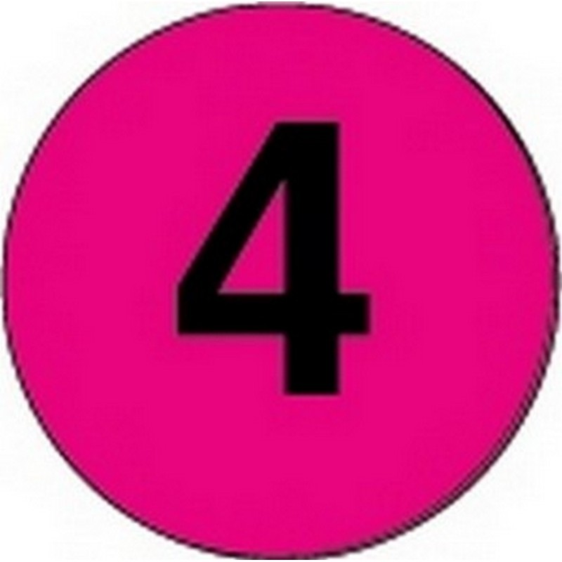 4" Diameter Number 4 Circle Labels (500 per Roll)