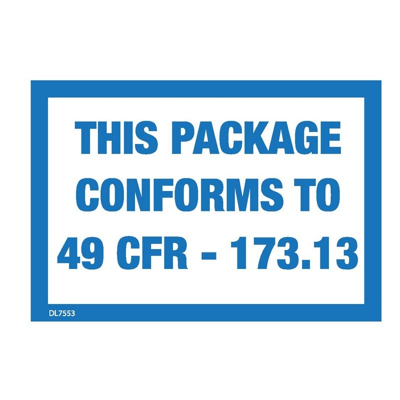 4" x 2-3/4" This package conforms to 49 CFR - 173.13 labels (500 per Roll)