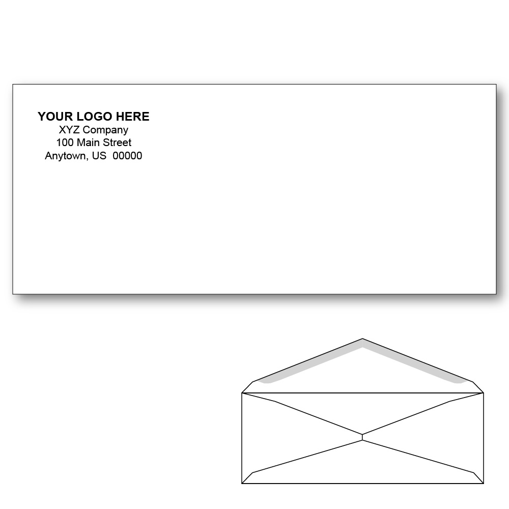 Custom Printed #10 Regular Envelopes, 4-1/8" x 9-1/2" White Wove, 24 lb ...
