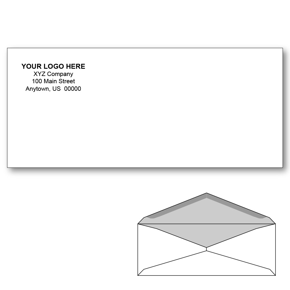 Custom Printed #10 Envelopes w/Black Tint, V Flap (Box of 1000)