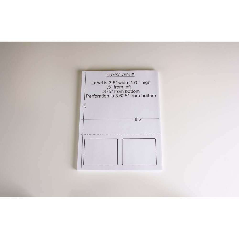 3-1/2" x 2-3/4" (3.5" x 2.75") Integrated Laser Label Form Sheets, 2 Up ...