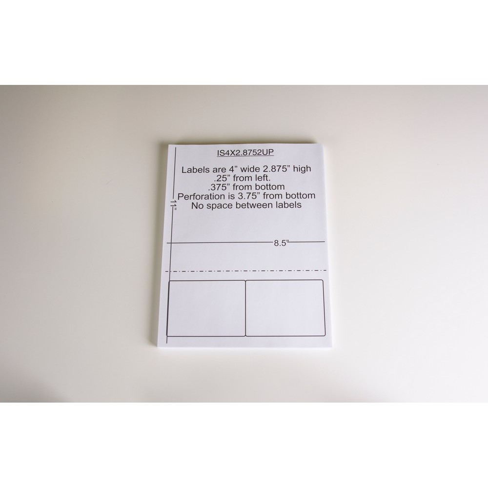 4" x 2-7/8" (4" x 2.875") Integrated Laser Label Form Sheets, 2 Up ...