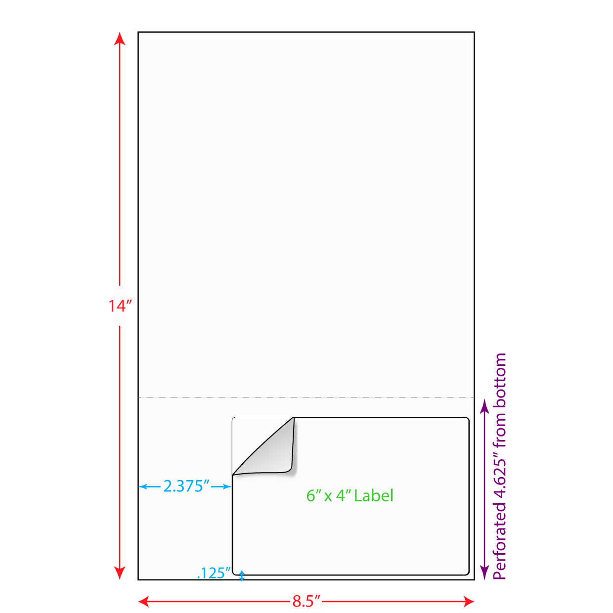6" x 4" Integrated Laser Label Form Legal Size Sheets, 1 Label Right ...