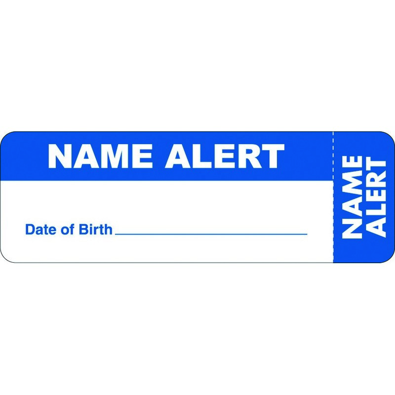 Alert Labels, Name Alert, Blue, 3" x 1" ( Roll of 250)