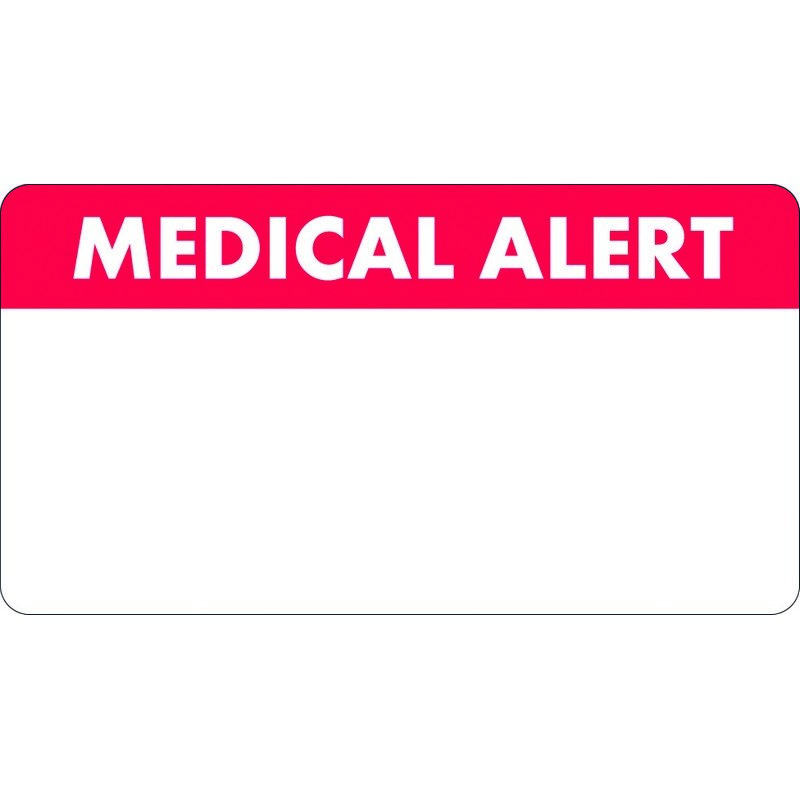 Alert Labels, Medical Alert, White, and Red, 3-1/4" x 1-3/4" (Roll of 250)
