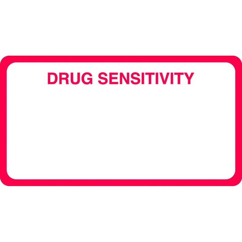 Allergy Warning Labels, DRUG SENSITIVITY - Blue/White, 3-1/4" X 1-3/4 ...