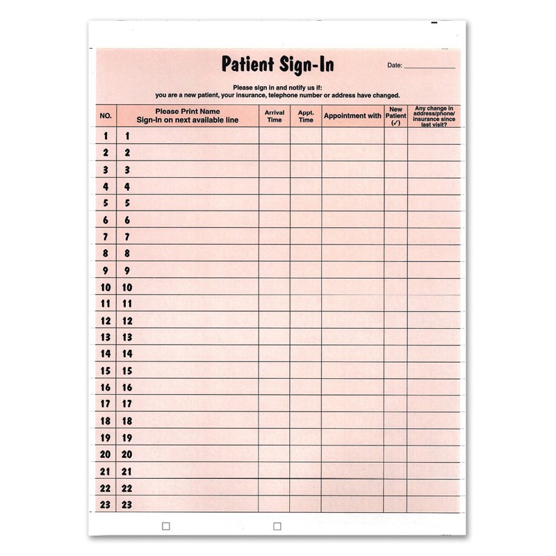 Confidential Patient Sign-In Label Forms - 125 Per Pack