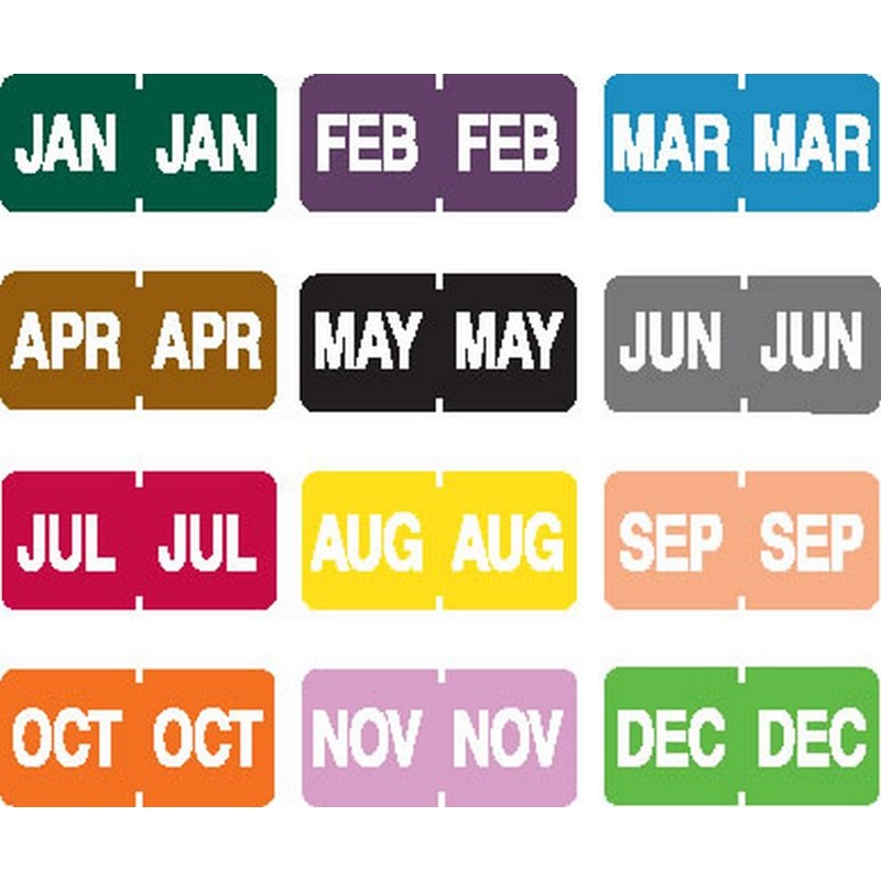 Tab Compatible Month Labels, Vinyl Kimdura Stock, 1" X 1/2", Individual ...