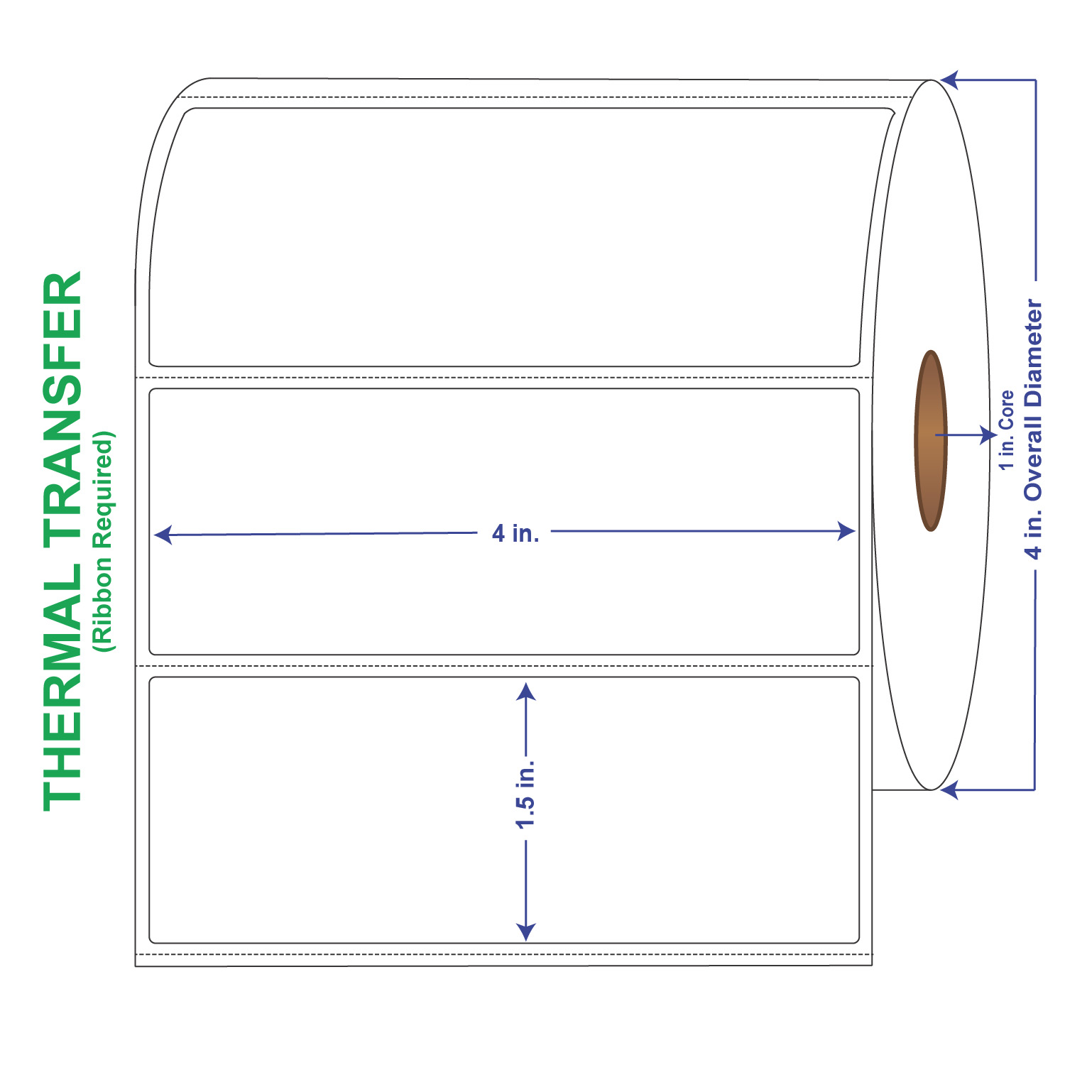 4" x 1-1/2" General Use Labels, w/ Perf Thermal Transfer Labels ...