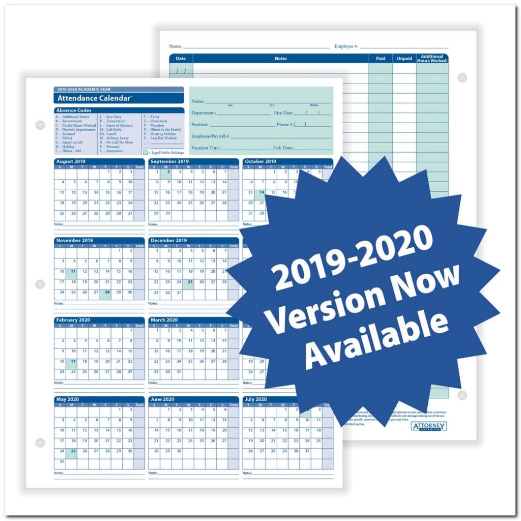 Attendance Calendars for 2019 – 2020 Now Available! - The Supplies Shops